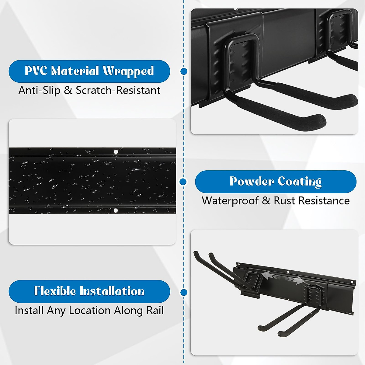 SHUESS Garage Tool Organizer Storage Rack, 47 Inch Garage Organizer Wall Mount, Heavy Duty Garden Tool Organizer, Adjustable Tool Storage Rack Hooks, Yard Shed Ski Tool Organizer Hold Max 465 lbs