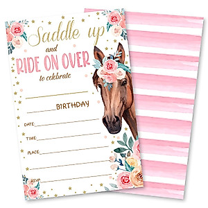 Grace Yonks Horse Birthday Invitation, Horse Party Invitation, 20 Invitations and Envelopes, Birthday party Invitations, Birthday Party Supplies.(059)