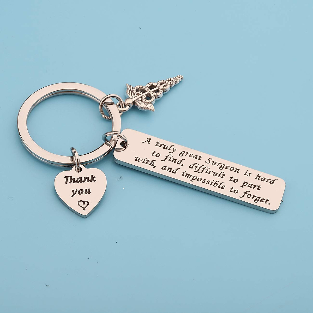 PENQI Surgical Tech Keychain Surgery Tech Jewelry A Truly Great Surgeon is Hard to Find Difficult to Part With Keychain Technologist Thank You Appreciation Gift (sliver)