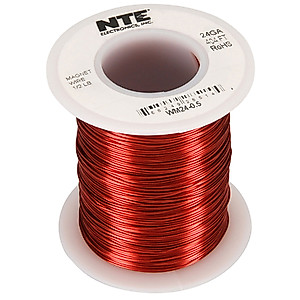 NTE Electronics WM24-0.5 Series WM Magnet Hook Up Wire, Solid, Type 24 Gauge, 0.5 lb. Spool, 404' Length