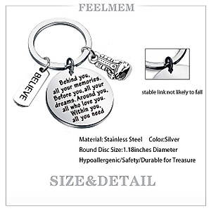 FEELMEM Boxing Glove Keychain Future Boxer Gift Behind You All Your Memories Before You All Your Dreams Boxing Keychain Gift for Boxing Sport Lover Fitness Gift (silver)