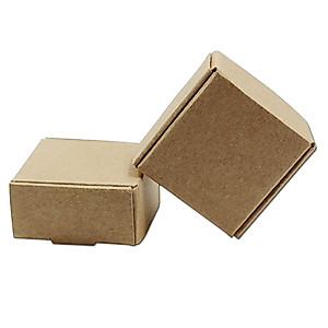 PABCK 1.45x1.45x0.78 inch Mini Brown Aircraft Cardboard Jewellery Boxes Square Gift Wrapping Kraft Paper Soap Box Pack Craftwork Gift Fastener Ear Rings Small Jewellery Favor Treat Box (20)