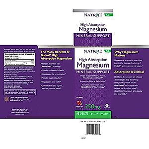 Natrol High Absorption Magnesium Chew Tablets, Purple, Cranberry, 60 Count