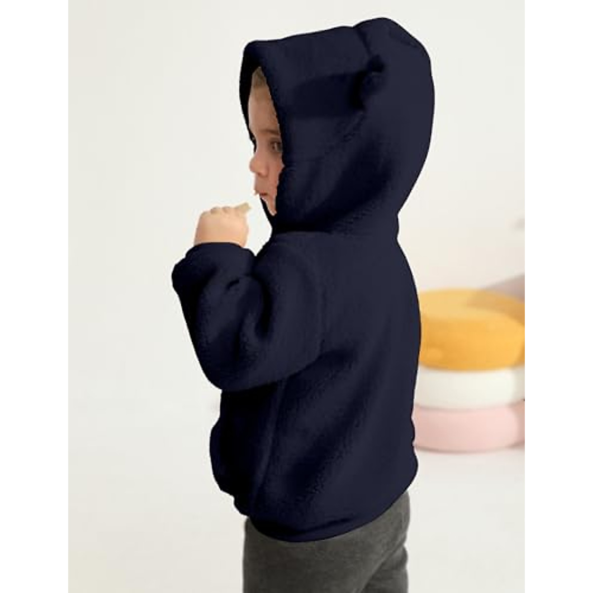 Infant Baby Girls Boys Fleece Hoodie Jacket Coat Winter Warm Cardigan with Ears (3-6 Months, Navy Blue)