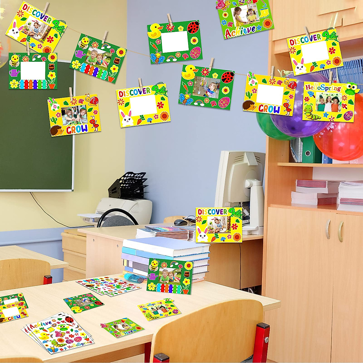 30 Packs Spring Craft Kits for Kids Springtime DIY Picture Frame Craft Flower Bee Butterfly Easter Art Craft Mothers Day Craft Party Favors Home Classroom Game Activities Bulletin Board Decoration