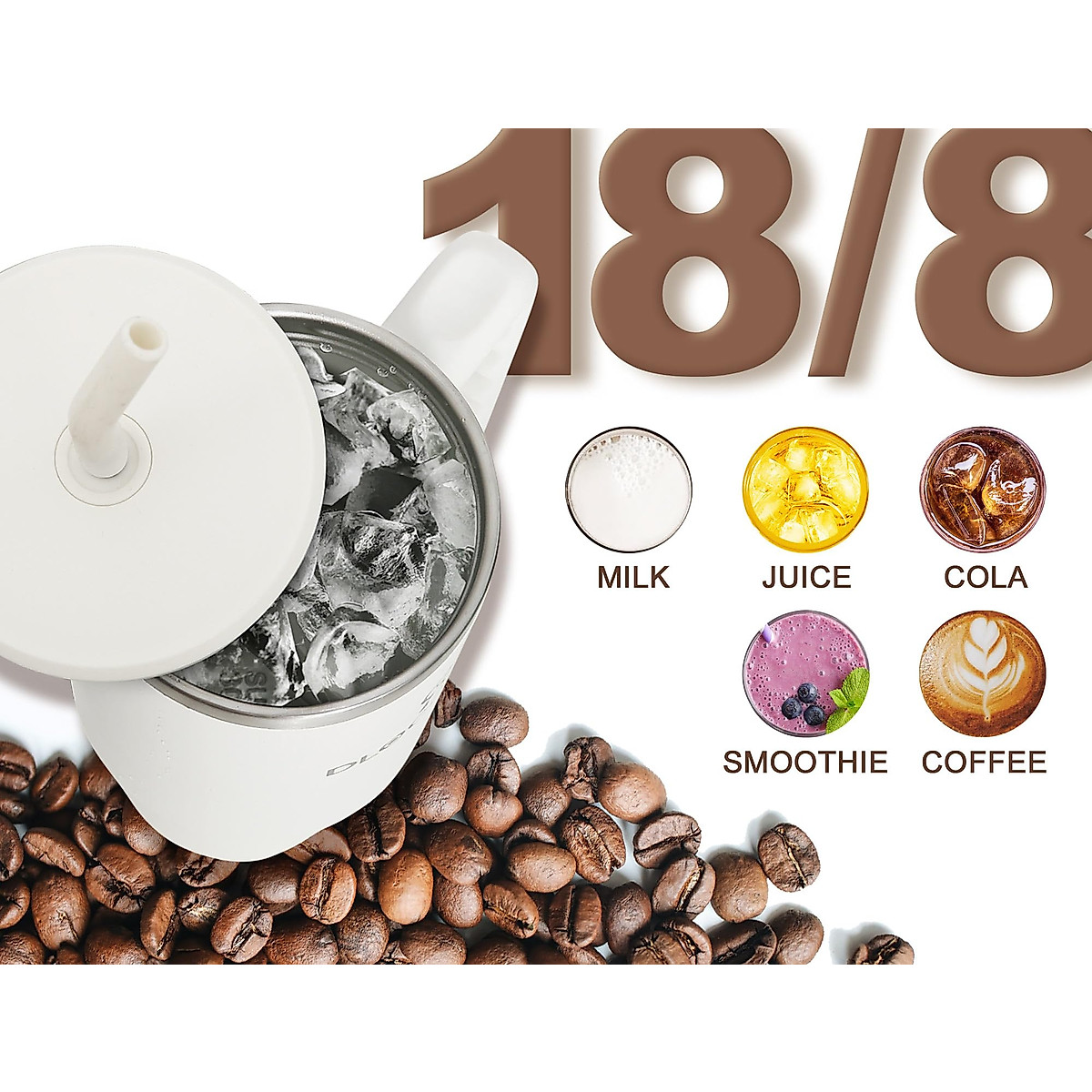 DLOCCOLD 40 oz Tumbler with Handle, Straw & Lid, Insulated Double Walled Stainless Steel Tumbler, Reusable Travel Coffee Mug for Women Men, Water Tumbler(Cream Leopard)