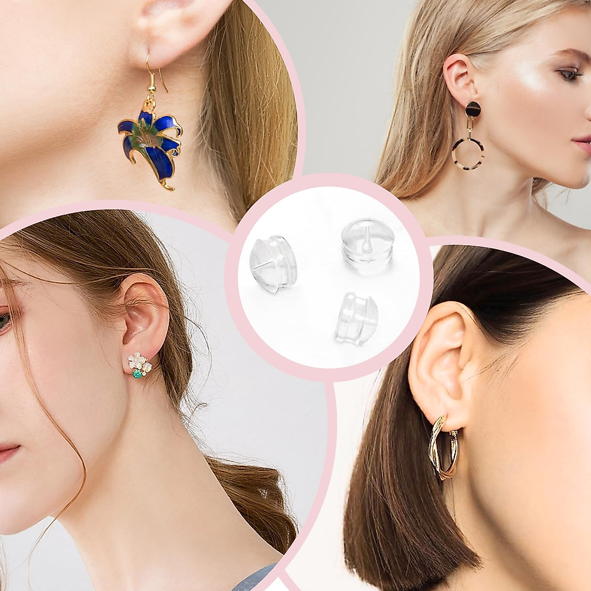 Silicone Earring Backs, Clear Earring Backings, 20PCS Soft Earring Stoppers, Safety Back Pads Backstops, Earring Stopper Replacement for Fish Hook Earring Studs Hoops