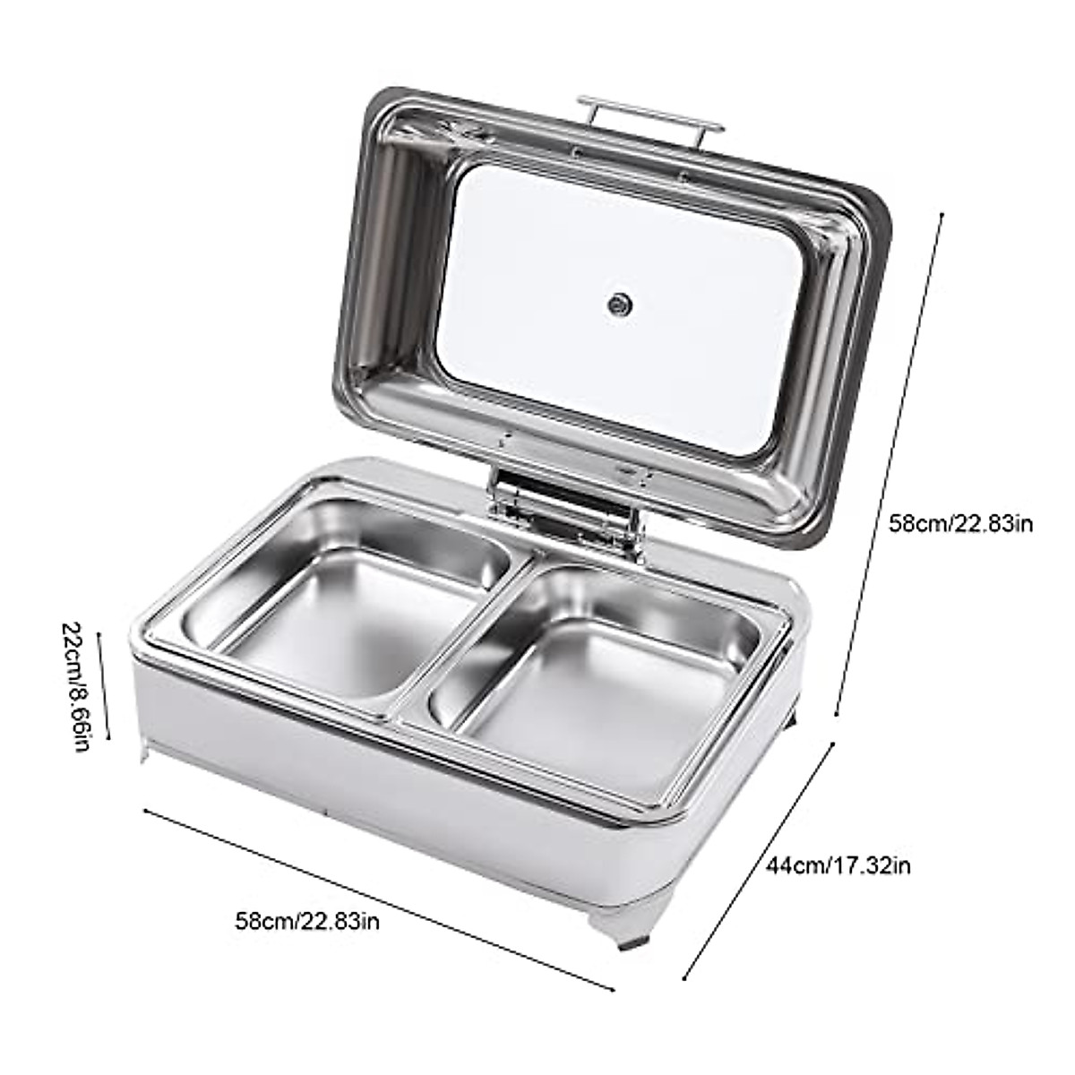 Acesunny Food Warmers for Parties Buffets Electric, Stainless Steel Buffet Server and Warming Tray, 9L, Chafing Dish Buffet Set - Adjustable Temperature + Hot Plate Electricgn 1/2