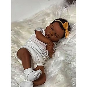 RXDOLL African American Reborn Baby Dolls Black Girl 19 inch Realistic Newborn Baby Dolls That Look Real Life Biracial Baby Dolls Lifelike Reborn Bebe Doll for Kids 3+