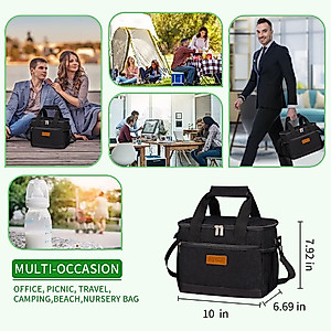 iknoe Large Foldable Cooler Bag, 8.5L Insulated Lunch Bag, Leakproof Lunch Cooler Tote with Multi-bag Design Suitable for Beach, Picnic and Office Use, Black 15-Can
