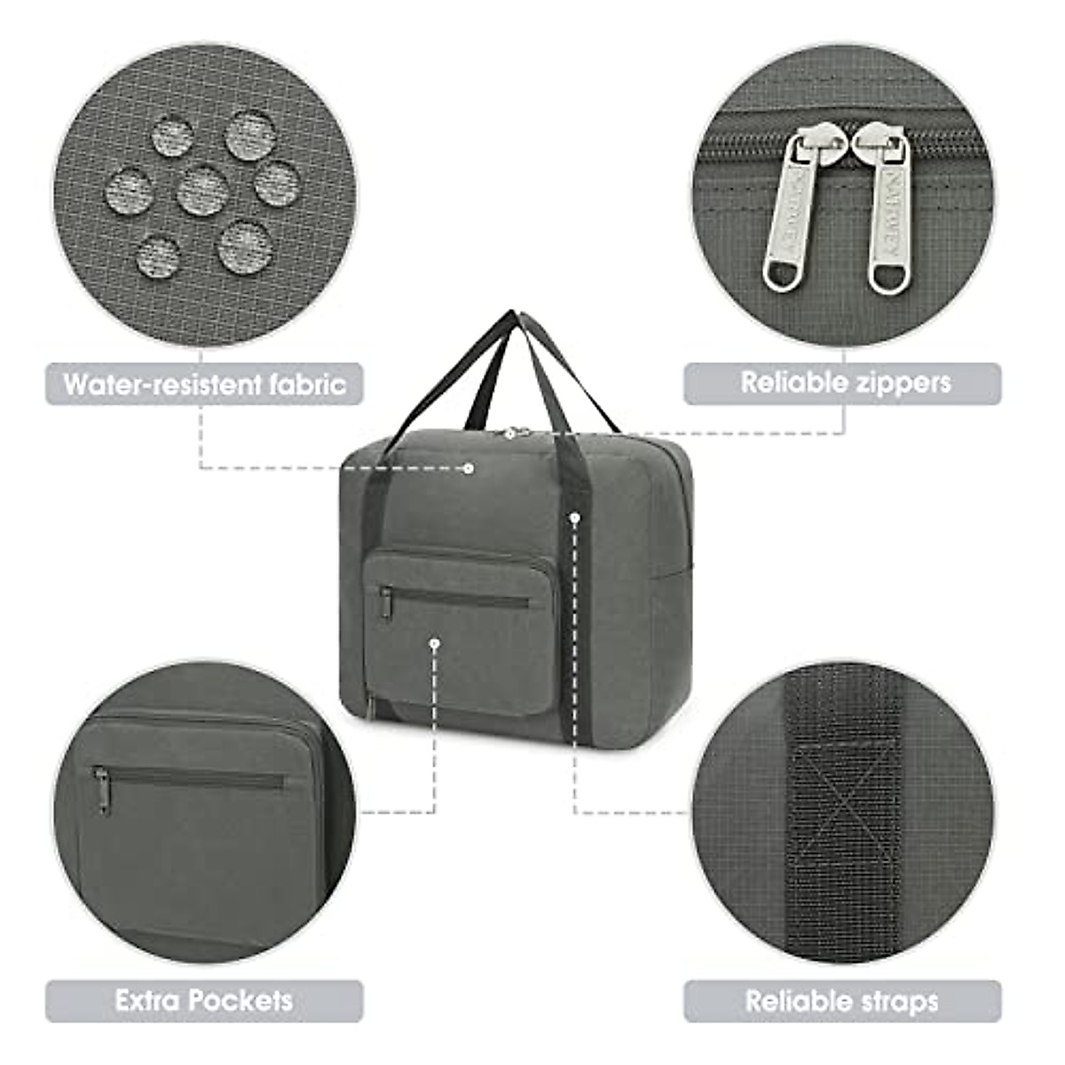 For Allegiant Airlines Personal Item Bag 7x15x16 Foldable Travel Duffel Bag Tote Carry on Luggage for Women and Men (Grey)