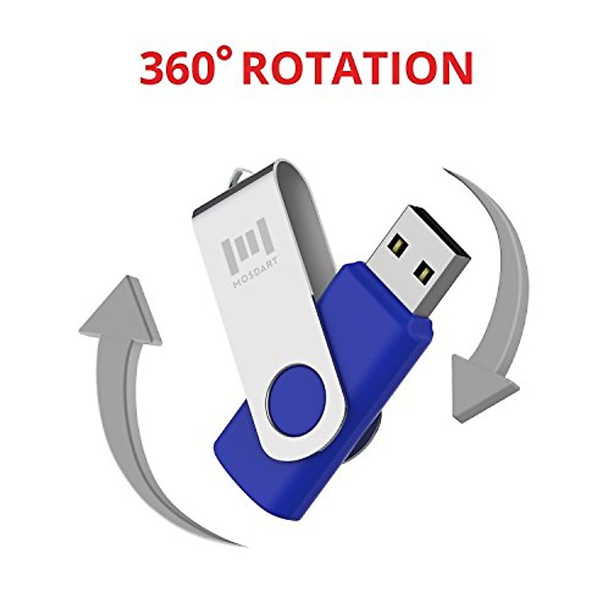 MOSDART 8GB USB 2.0 Flash Drive 5 Pack Swivel Bulk FAT32 Thumb Drives Jump Drive Zip Drive Memory Sticks with Led Indicator,Black/Blue/Red/White/Green (8 GB,5Pack,Multicolor)