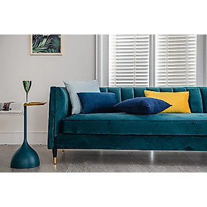 DEZENE Couch Pillow Cases 18x18 Navy: 2 Pack Cozy Soft Velvet Square Throw Pillow Covers for Farmhouse Home Decor