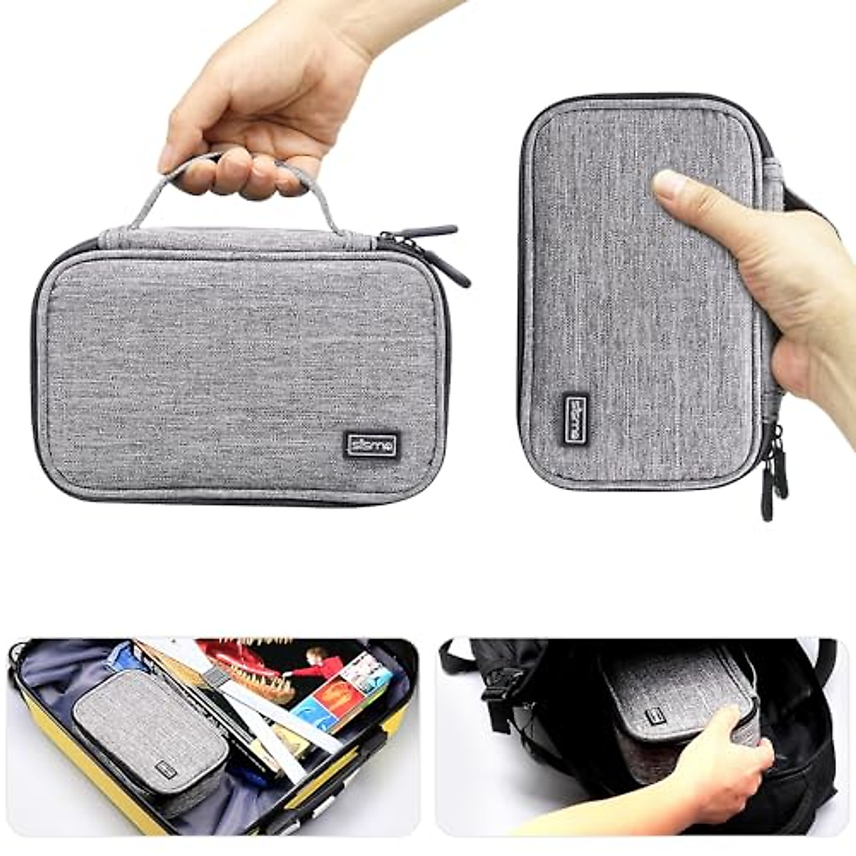 sisma Travel Cords Organizer Universal Small Electronic Accessories Carrying Bag for Cables Adapter USB Sticks Leads Memory Cards, Grey 1680d Fabrics