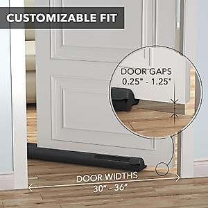 Easy to Install Under Door Draft Stopper - Thicker 2" Foam Strip Blocks 50% More Noise, Wind - Seal Bottom of Doors 30" to 36" - Interior Front Door Sweep, Blocker, Soundproofing - Everlasting Comfort