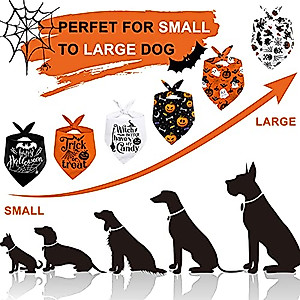 Whaline 6 Pack Halloween Dog Bandana Orange Black White Triangle Pet Bibs Scarf Happy Halloween Trick or Treat Pumpkin Ghost Skeleton Pet Bandana Set for Dogs Cats Costume Accessories Decoration