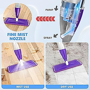 Spray Mops for Floor Cleaning Microfiber Floor Mop for Hardwood Floors Wet Dust Mop Flat Mop Floor Cleaner Mop with 4 Washable Pads 440 Ml Refillable Bottle for Wood Floor Tile Laminate Vinyl Kitchen