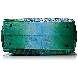 Anna by Anuschka Hand Painted Leather Women's Large Tote, Midnight Peacock