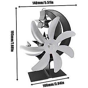7 Blades Wood Stove Fan, Non Electric Wood Stove Fans, Stove Fan for Wood Burning, Dual Head Wood Burner Fans, Log Burner Fan for Wood burner Stove Top Eco-Friendly Silent Operation Multi Burners