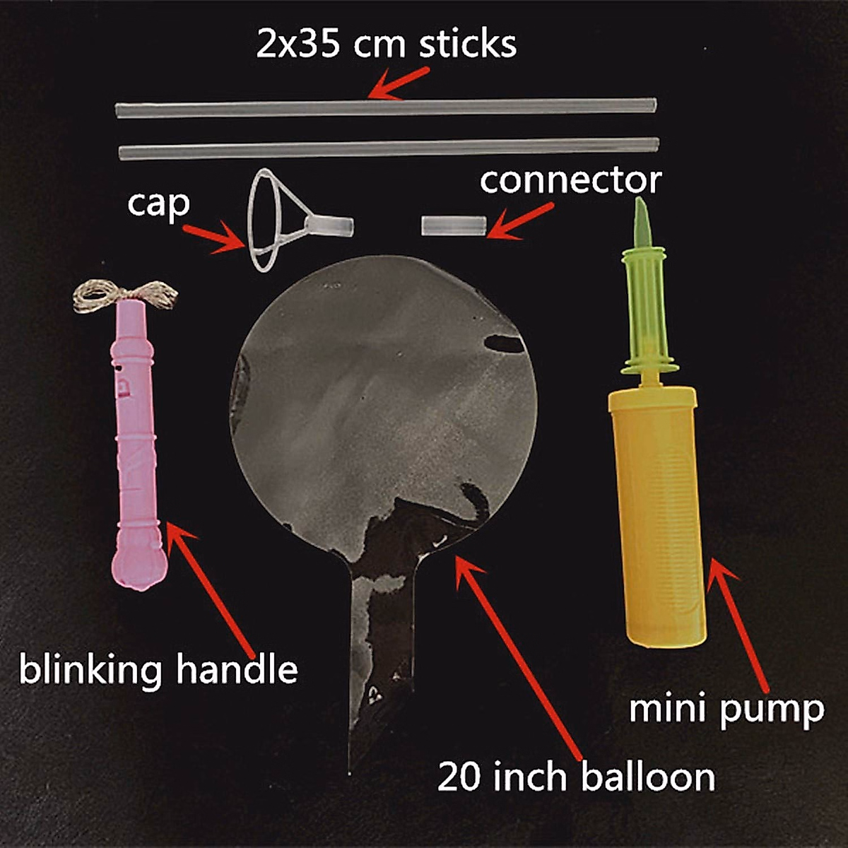 LED Light Up Bobo Balloons with Sticks 6 Packs, Flashing Handles,20 Inches Transparent Bubble Balloons,70 cm Sticks, Event Birthday Party Decoration