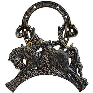 Water Pipe Rack European Style Retro Wrought Iron Horse Style Creative Hose Rack Reel Home Decoration Garden (Color : Black, Size : One Size)