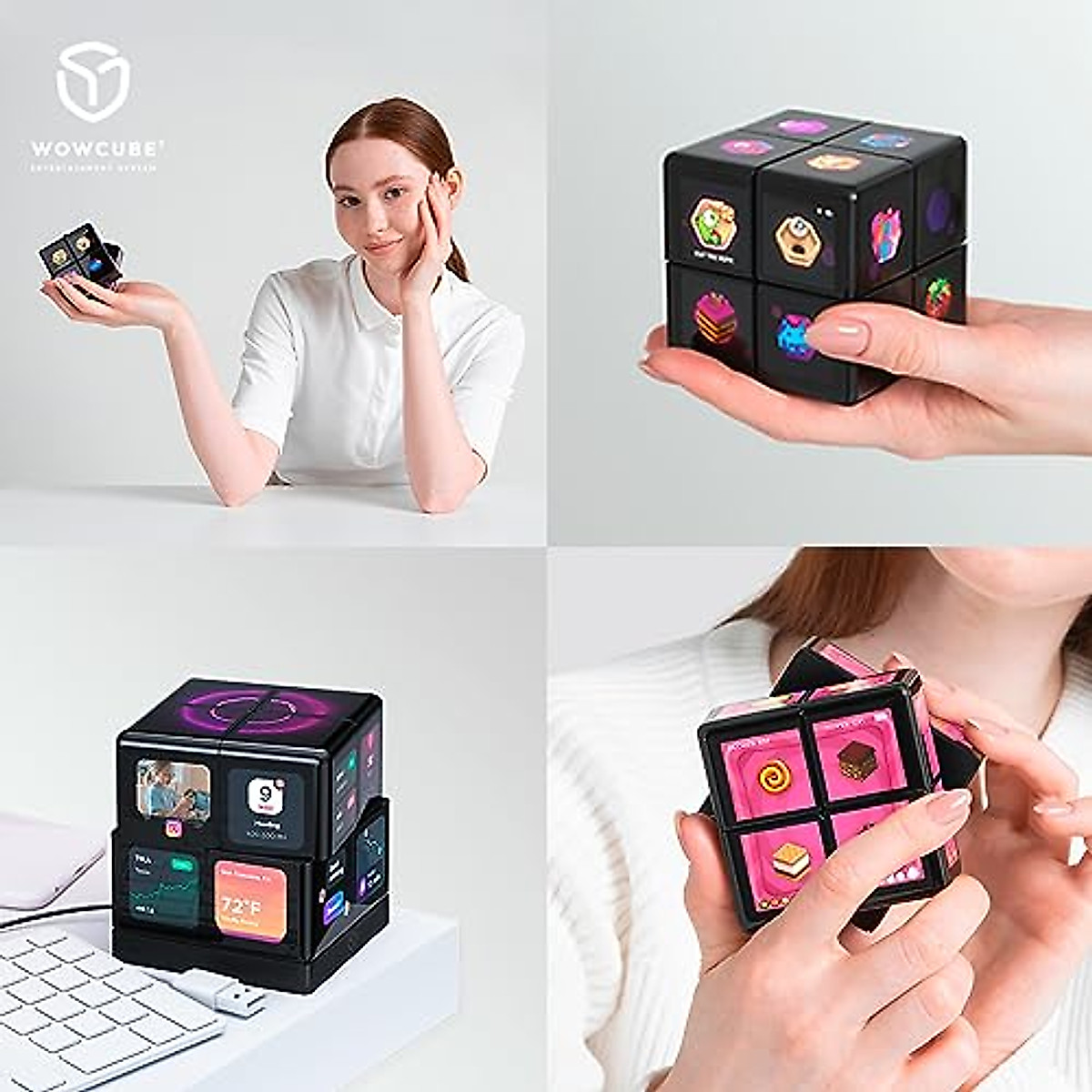 WOWCube System Black Edition - Puzzle Gaming Console, 40 Games and apps, STEM Certified
