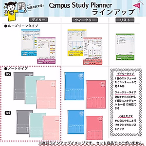 Kokuyo Campus Study Planner Notebook, Daily Ruled, A5, Mint Green, for 63 Days, Japan Import (NO-Y82MD-G)