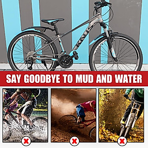 MAKELEN Bike Fender Set Mudguard Set Front and Rear 2 Parts-Universal Full Cover Thicken Widen Bicycle Adjustable Bike Fender Mud Guard Mudflap for MTB Road Bike Mountain Bike Black&Red