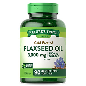 Flaxseed Oil Softgels | 90 Count | Cold Pressed, Non-GMO & Gluten Free Supplement | by Nature's Truth