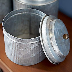 Deco 79 Metal Galvanized Decorative Jars, Set of 3 8", 7", 6"H, Silver