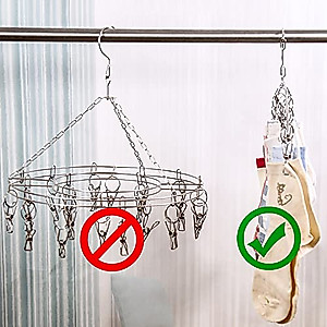 Toplife Clothes Hanger with 10 Clips, Stainless Steel, Windproof, for Drying Socks, Bras, Underwears, Baby Clothes, Hats, Scarfs, Towels, Pants, and Gloves, Set of 4