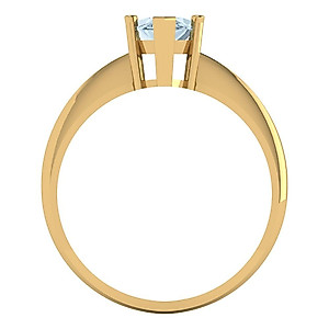 Clara Pucci 1.50 ct Marquise Cut Solitaire Aquamarine Blue Simulated Diamond Bridal Designer Anniversary Engagement Ring 14k Yellow Gold