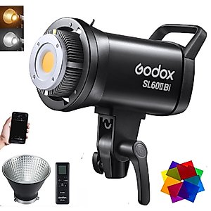 Godox SL60IIBi Bi-Color LED Video Light, 75W 2800K-6500K 25100Lux@1M CRI 96+ TLCI97+ Bowens Mount LED Continuous Light, 11 FX Effects Studio LED Light with APP Control&RC-A6 Remote