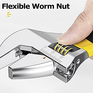 8inch Adjustable Wrench, Wide Jaw Wrench Adjustable Movable Spanner, Metric Scales with Anti-Slip Grips for Plumbing, Automotive Repair and DIY Tightening or Loosening Nuts and Bolts