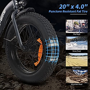 AIWARGOD Electric Bike for Adults, 500W Folding Electric Bicycle with 36V Removable Lithium Battery, 20" x 4.0 Fat Tire Ebike for Adults with Shimano 7-Speed Shifter Mens/Women 25MPH E Bikes