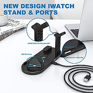 Wireless Charger Stand,Kertxin 4 in 1 Wireless Charging Station for All Apple Watch Series, AirPods Pro 3/2/1, iPhone 14/14 Plus/13/12/11 Pro/Pro Max/X/XS Max,Samsung Phone(iWatch Charger Required)