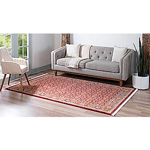 Unique Loom Palace Collection Traditional Geometric Area Rug, 3' 3" x 5' 3", Red/Light Blue