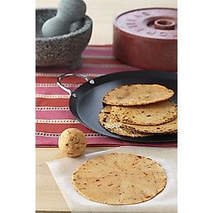 IMUSA USA CAR-52023 13.5" Nonstick Carbon Steel Small Round Comal with Metal Handles, Black