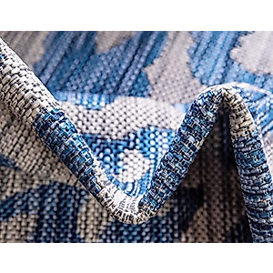 Unique Loom Outdoor Safari Collection Area Rug - Leopard (7' 1" x 10' Rectangle, Blue/ Gray)