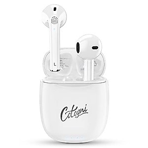 Cotogni Wireless Earbuds, Wireless Earphones Bluetooth 5.3 with Charging Case,Noise Cancelling Wireless Earbuds 40H Playtime, Mini Bluetooth Earbuds IPX6 Waterproof Earbuds for Running Gym (White)