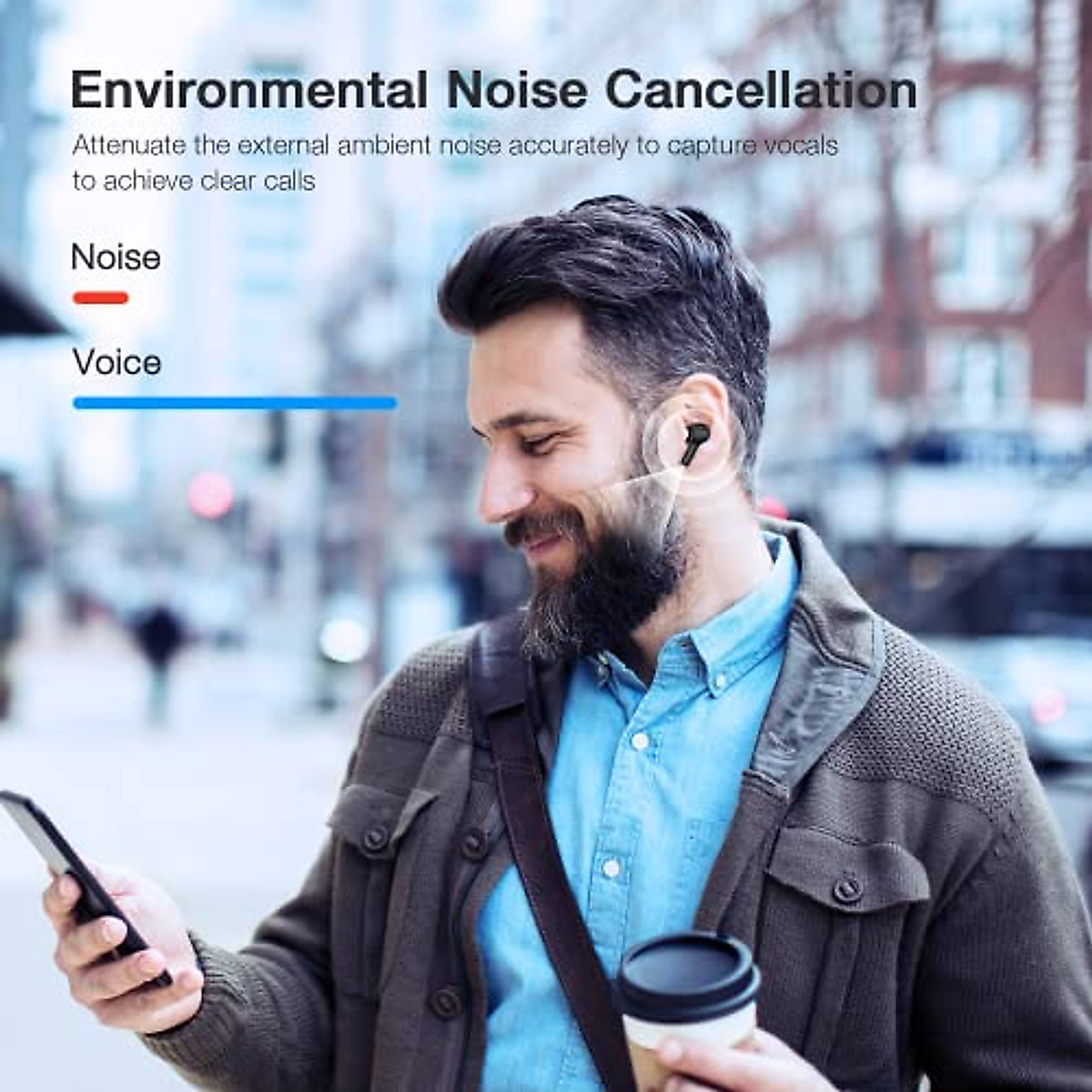 Wireless Earbuds Bluetooth Earbuds Environmental Noise Cancellation 70H Playtime Clear Calls Noise Cancelling Earbuds Bluetooth 5.3 in Ear Earphones Charging Case Game/Music Mode Headphones for Work