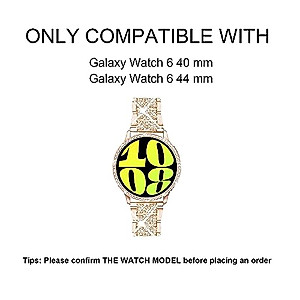 Mosonio Compatible with Samsung Galaxy Watch 6 Band 40mm, 20 mm Black Bling Galaxy Watch Band with 40 mm Cover Case for Women, Jewelry Metal Wristband for Samsung Galaxy Watch 6（Rose Gold,40 mm）