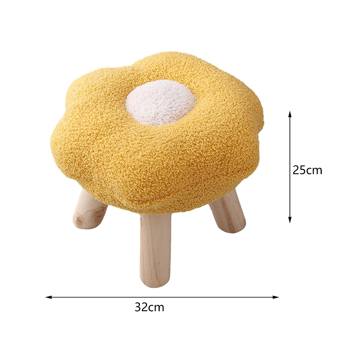 Small Foot Stool Sofa Stool Flower Shape Shoe Changing Stool Step Stool Under Desk Footstool for Bedside Porch Playroom, Yellow