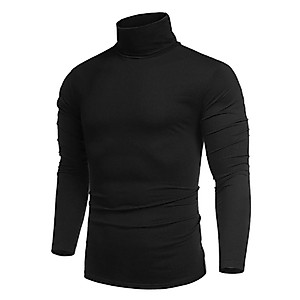 COOFANDY Men's Casual Slim Fit Turtleneck T Shirts Lightweight Basic Cotton Pullovers