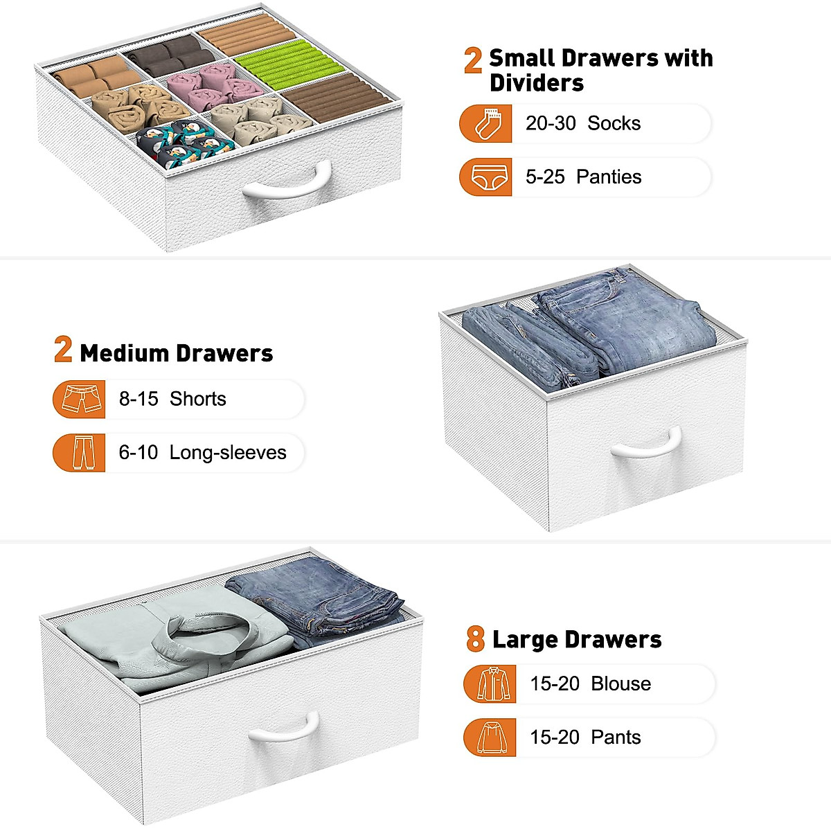 YaFiti 12 Drawer Dresser, Chest of Drawers for Bedroom, PU Dresser Drawers with Side Pockets, Hooks, Wooden Top and Sturdy Metal Frame for Living Room, Closet, Hallway (White)