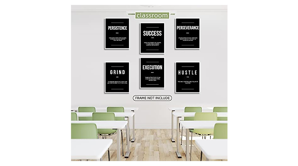 Motivational Wall Art Set of 6 - Inspiring Quotes for Any Room