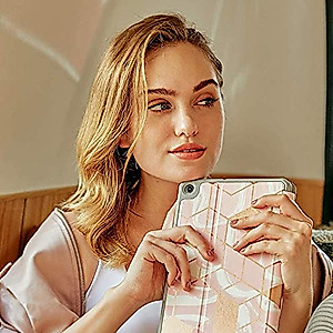 Popshine Marble Series Designed for Samsung Galaxy Tab A 10.1 2019 Case, Model SM-T510/T515, Full Body Premium 360 Degree Protective Folio Cover with Built-in Screen Protector, Liquid Marble Pink