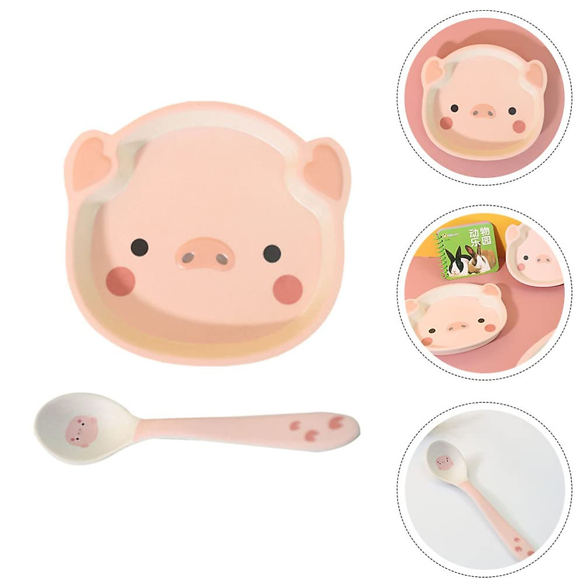 Hemoton Oatmeal Bowl Eating Utensils Dinner Plate Pig Shaped Serving Platter with Spoon Decorative Snack Storage Platter for Home Restaurants Party Supplies Ceramic Dinner Plates