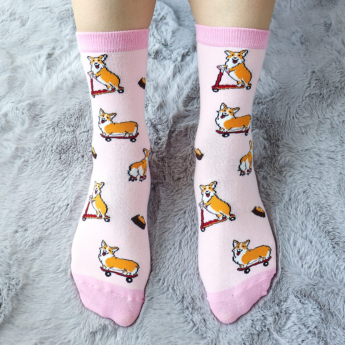 Belloxis Corgi Gifts for Corgi Lovers, Corgi Socks 5 Pairs, Funny Fun Novelty Socks, Gifts for Women