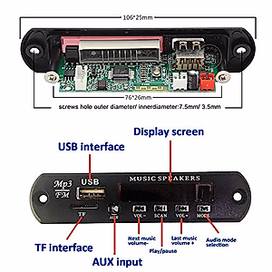 Bluetooth MP3 Decoding Board, Golden^Li 12V Wireless Bluetooth Audio Remote Module Support TF SD Card/ USB / FM Radio for Speaker or Other Appliances